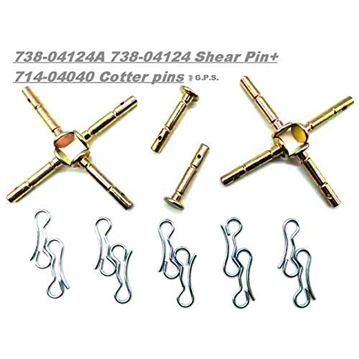 Gavin parts shop 738-04124A Shear Pins & 714-04040 Cotter Pins for MTD Cub Cadet Snow Blower 10 Set (0.25" x 1.5")