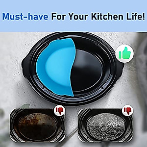Silicone Slow Cooker Liners fit 6QT Crockpot Silicone Crock Pot Liners 2 IN 1 Reusable Leakproof Dishwasher Safe BPA Free Cooking Liners(2Packs Grey+Blue)