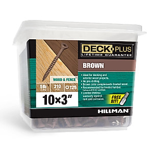 Deck Plus Wood Screws, Brown Exterior Screws, 3" x #10, 5lb