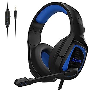 Anivia Gaming Headset Xbox One Headset with Noise Canceling Mic Over Ear Headphones Compatible with PC, PS4, Xbox One Controller MH602 Blue