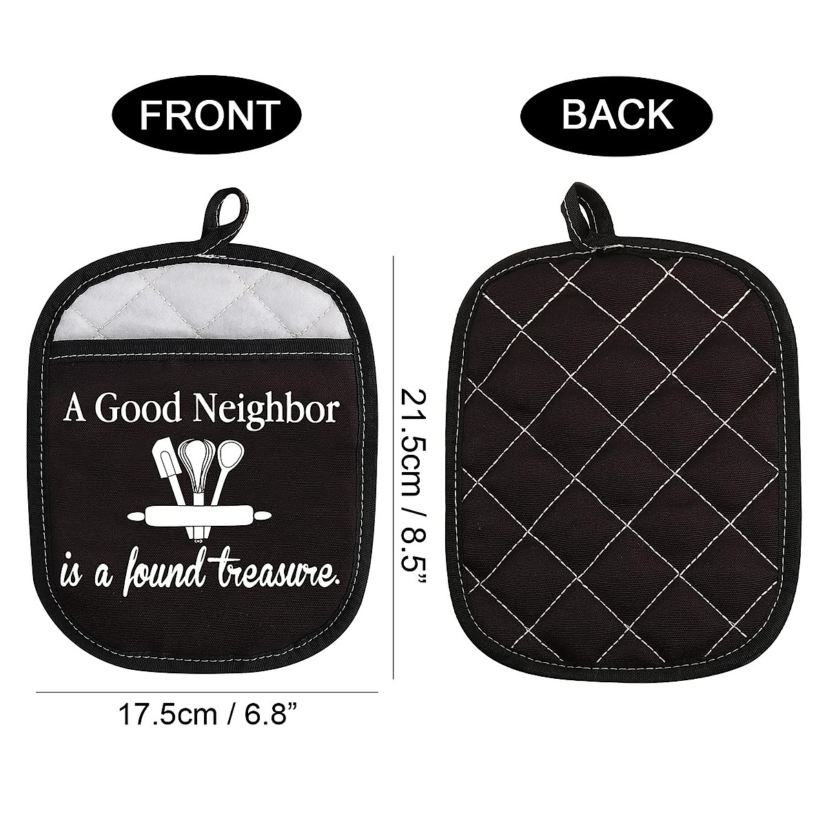 Neighbor Gift Housewarming Gift A Good Neighbor is A Found Treasure Baking Oven Pads Pot Holder with Pocket (Good Neighbor)