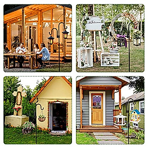 Whonline Double Shepherds Hooks for Outdoor 76 Inches (2 Pack), Bird Feeder Pole Heavy Duty with 5-Prong Base, Two Sided Garden Pole for Hanging Plant Baskets, Solar Lights, Weddings Decor