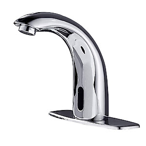 Bath Select Lano Deck Mount Sensor Faucet - BST502N Luxurious Design Solid Brass Touchless Automatic Sensor Water Mixer Faucet Without Soap Dispenser - Chrome Finish