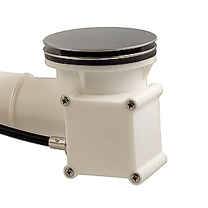 Westbrass D50P27TLERE-07 27" Cable Drive Bath Drain Trim with Rotary Overflow Cover Knob, Pop-Up Stopper and Poly Tubular Pipes & Fittings, Satin Nickel