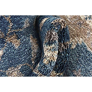 Unique Loom Salzburg Collection Classic Traditional Medallion Design Oriental Inspired Area Rug, 4' 0" x 4' 0", Blue/Beige