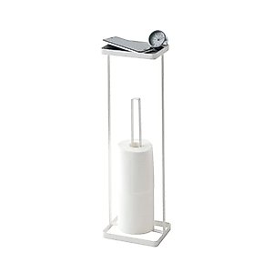 YAMAZAKI Home Roll Stand with Tray | Steel | Toilet Paper Stocker, One Size, White