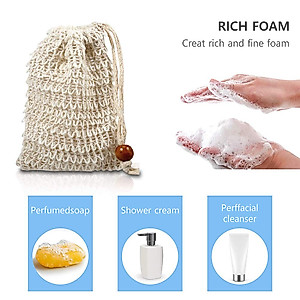 BUYGOO 20 Pack Soap Exfoliating Bag, Natural Soap Saver Hand Made Sisal Mesh Soap Bag Bar Soap Bag with Drawstring for Bath & Shower Use