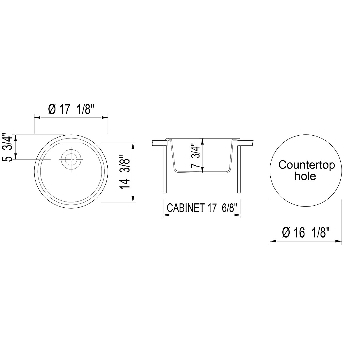 ALFI brand AB1717DI-B Drop-In Round Granite Composite Kitchen Prep Sink, 17", Biscuit