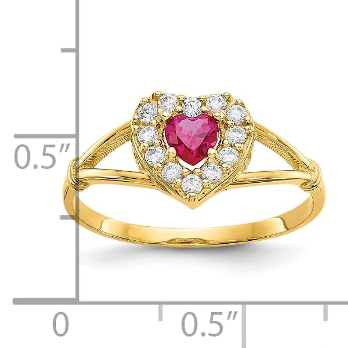 IceCarats 10K Yellow Gold Red White Cubic Zirconia CZ Heart Love Ring Size 8