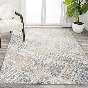 JONATHAN Y SOR201C-3 Slant Modern Abstract Indoor Area Rug, Transitional, Contemporary, Solid & Striped, Bedroom, Kitchen, Living Room, Easy-Cleaning, Non-Shedding, 3 X 5, Beige/Gray