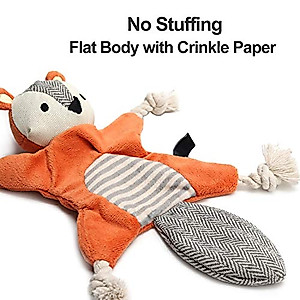 Vitscan Stuffless Dog Toys for Puppy, Crinkle Squeaky Dog Chew Toys Squirrel Plush Dog Toy with Rope Knots for Small Dogs (Squirrel)