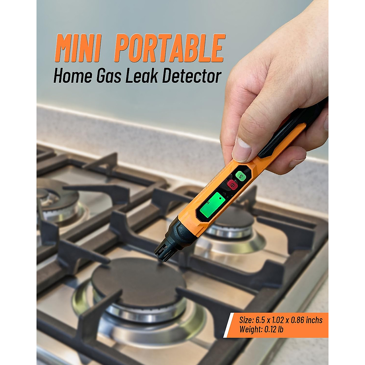 Gas Leak Detector -VITITE Natural and Propane Gas Detector for Home; Mini Portable Gas Alarm for Locate Combustible Gas Leaks Like LPG, LNG, Sewer Gas (Includes 2 Batteries & Carrying Pouch) - Orange