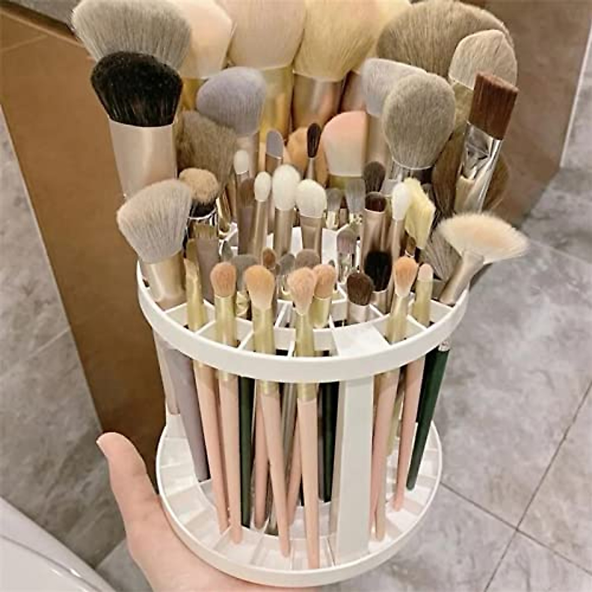 Typutomi Makeup Brush Paint Brush Holder, Plastic Detachable Pencil & Brush Holder Multifunctional Storage Box Desk Stand Holding Rack for Brushes,Pencils, Art Tools(White)