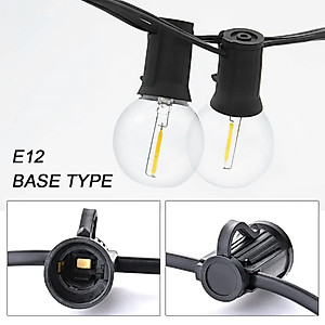 Jslinter 25Pack G40 LED String Light Bulbs Replacement, 1W(11W Equivalent), 60LM, 2200K Warm White, Shatterproof, E12 Screw Base, Vintage Edison Bulbs for Patio Garden