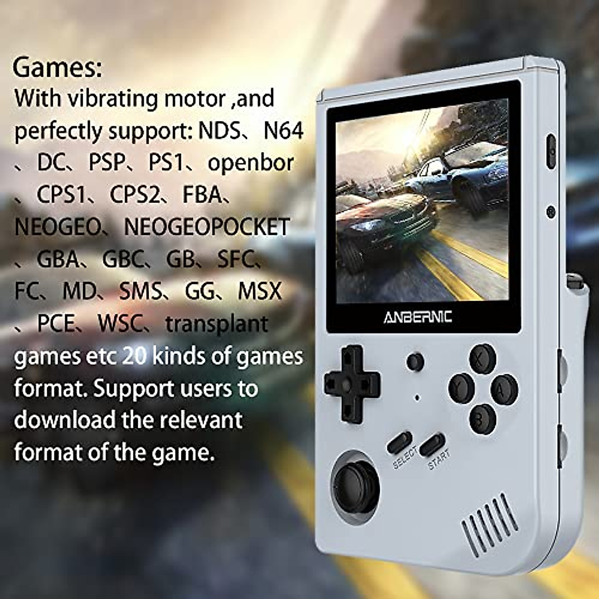 Diketigeey RG351V Handheld Game Console, Open Source System Built-in WiFi Online Sparring 64G TF Card 2500 Classic Games, 3.5inch IPS Screen Retro Game Console (Black) (Gray)
