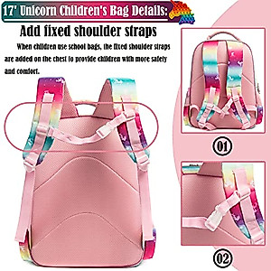 Egchescebo Girls Unicorn Toy backpack School Bookbag for Girls Kids Bling School Elementary Backpacks 17" 3PCS Toddler Backpack with Lunch Box Girls Bookbag Unicorn Bags for Girls Pink