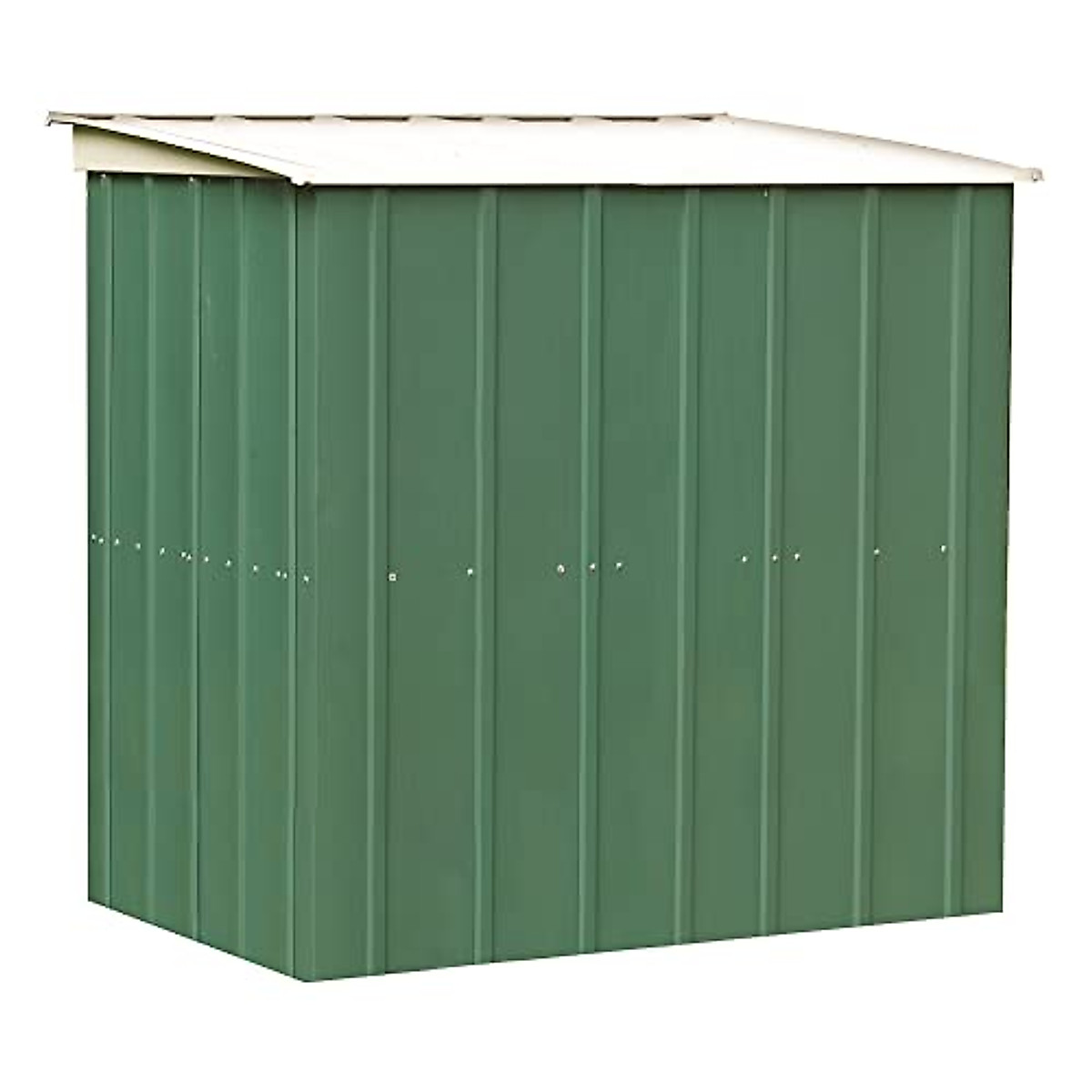 Arrow Sheds 6' x 4' Galvanized Steel Pad-Lockable Outdoor Utility Storage Shed with Pent Roof, Eggshell/Green