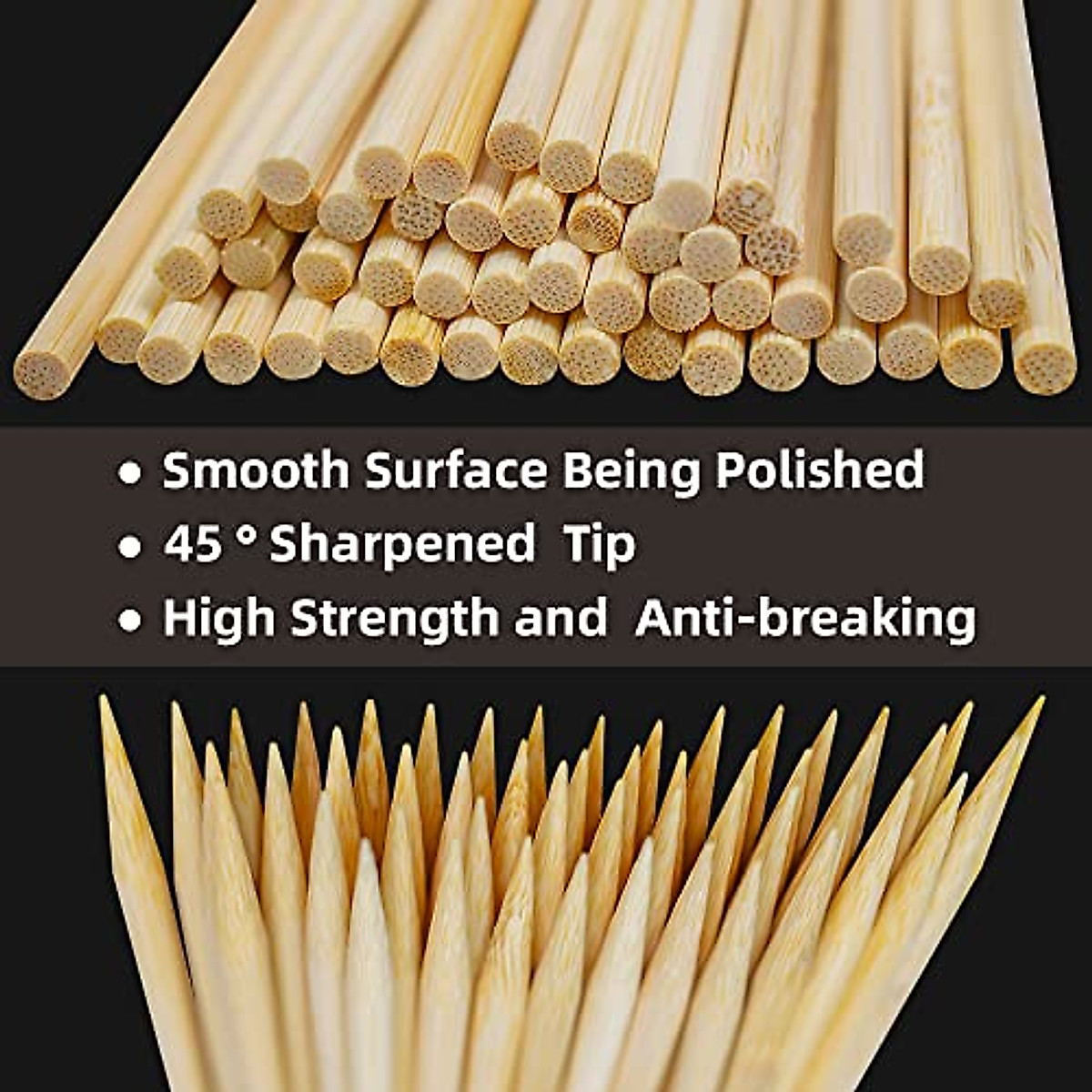 50 Pack Bamboo Skewers, 12.5 Inch Long Natual Bamboo Sticks for BBQ, Grill, Appetizer, Fruit, Corn, Chocolate Fountain, Cocktail and Outdoor Pinic.
