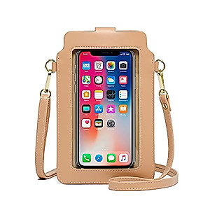 Taomicmic Touch Screen Cell Phone Purse for Women, Girls, Travel Mobile Phone Crossbody Shoulder Bag, PU Leather (Black)