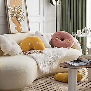 vctops Cute Cloud Shaped Throw Pillows Strawberry Embroidery Pattern Comfortable Plush Fuzzy Pillow Cushion Decorative Pillow, Cream