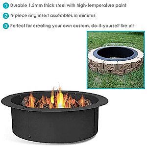 Sunnydaze Steel Above-/In-Ground Fire Pit Ring Insert - 33-Inch Outer Diameter (27-Inch Inner Diameter)
