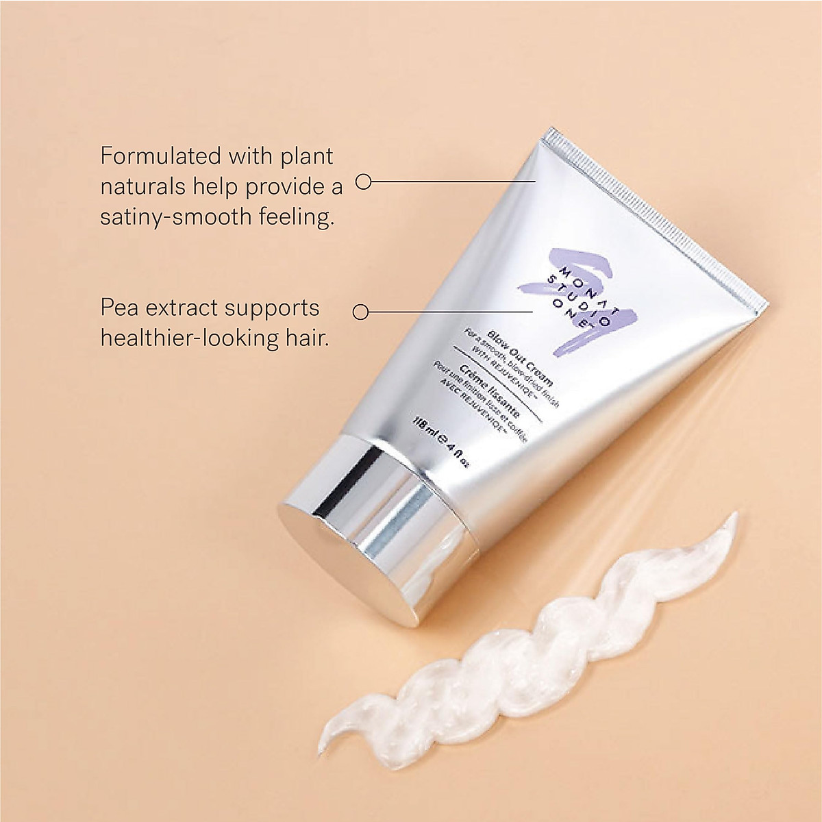 MONAT Studio One Blow Out Cream - Anti Frizz Hair Care/Hair Cream Helps Smooth and Soften Hair While Using Heat Hair Styling Products. Thermal/Heat Protectant For Hair - Net Wt. 118 ml / 4 fl. oz.