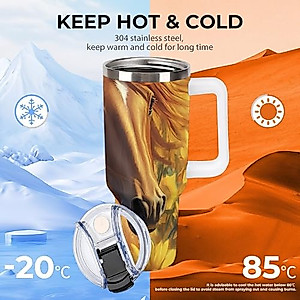 Brown Horse with Sunflowers Insulated Tumblers with Handle Stainless Steel Coffee Mug Funny Travel Cup with Lid Straw 40oz