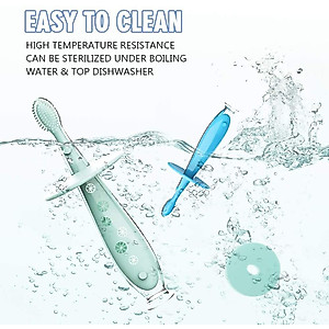 Lila Toddler Toothbrush, Training Baby Toothbrush Silicone 2 Pack, Infant Extra Soft/Tough Bristles, Anti-chocking/Anti-Fall Design, 100percent Food Grade Silicone, BPA/PVC, Unisex Count(Pack of 1)