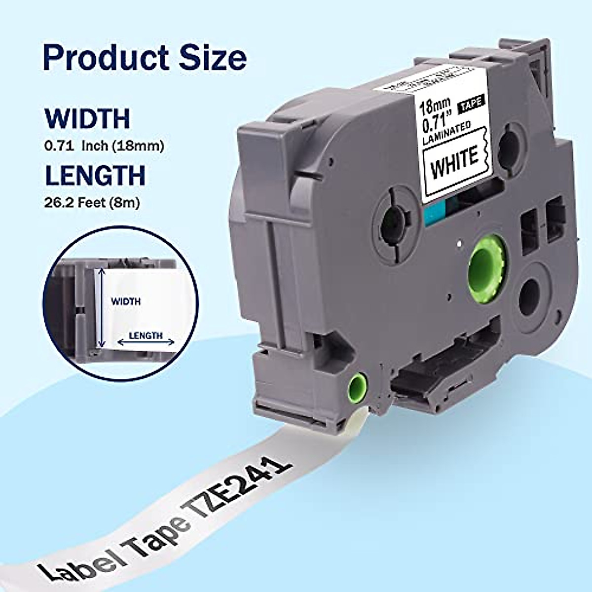 ISTAR Compatible Label Tape Replacement for Brother P-Touch TZe-241 TZe241 TZ-241 to use with Label Maker PTD400 PT-D450 PTD600 PTD400AD, 0.71 Inch (18mm) x 26.2 Feet (8m), Black on White, 4-Pack