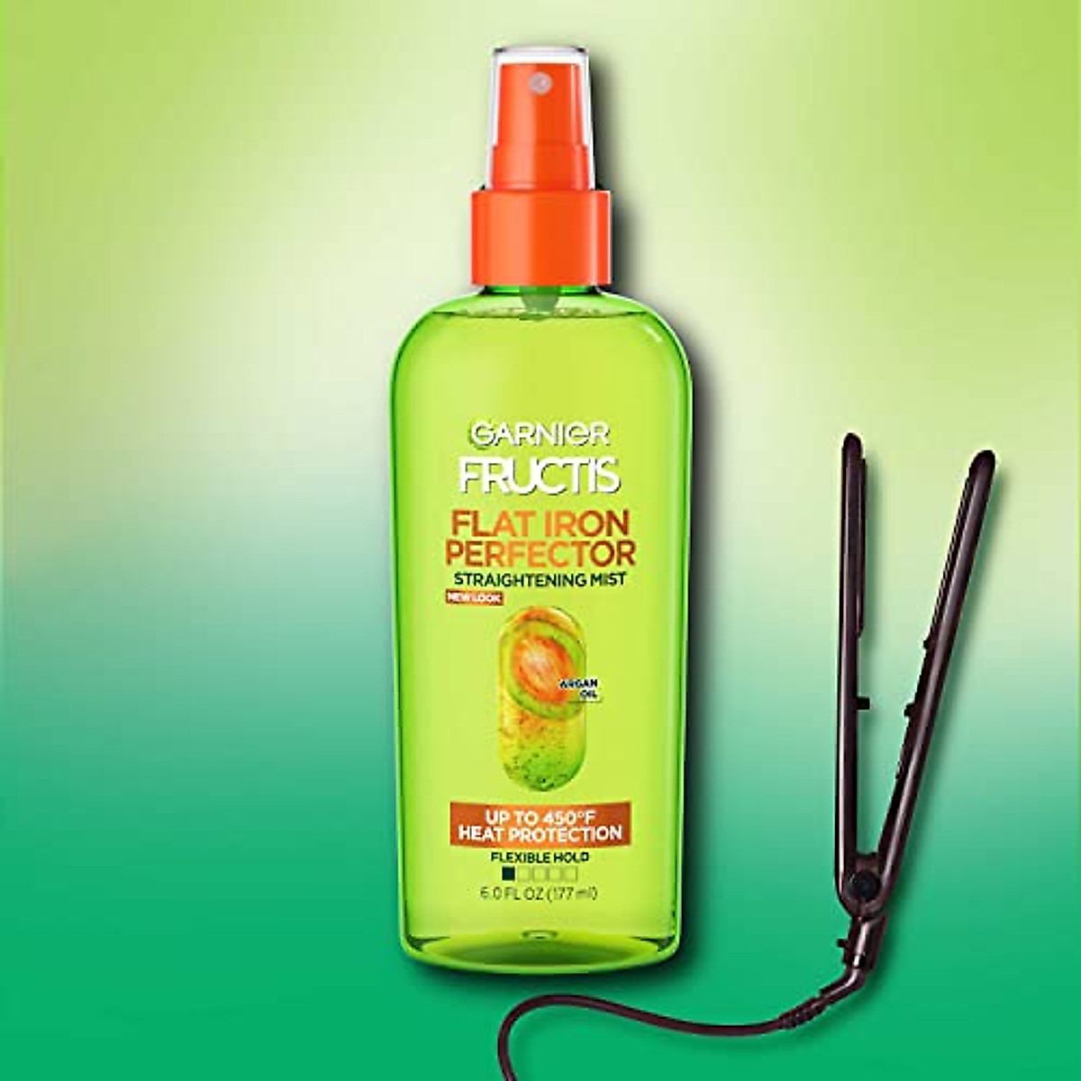 Garnier Fructis Style Flat Iron Perfector Straightening Mist for Heat Protection, Argan Oil, 6.0 Fl Oz, 3 Count (Packaging May Vary)