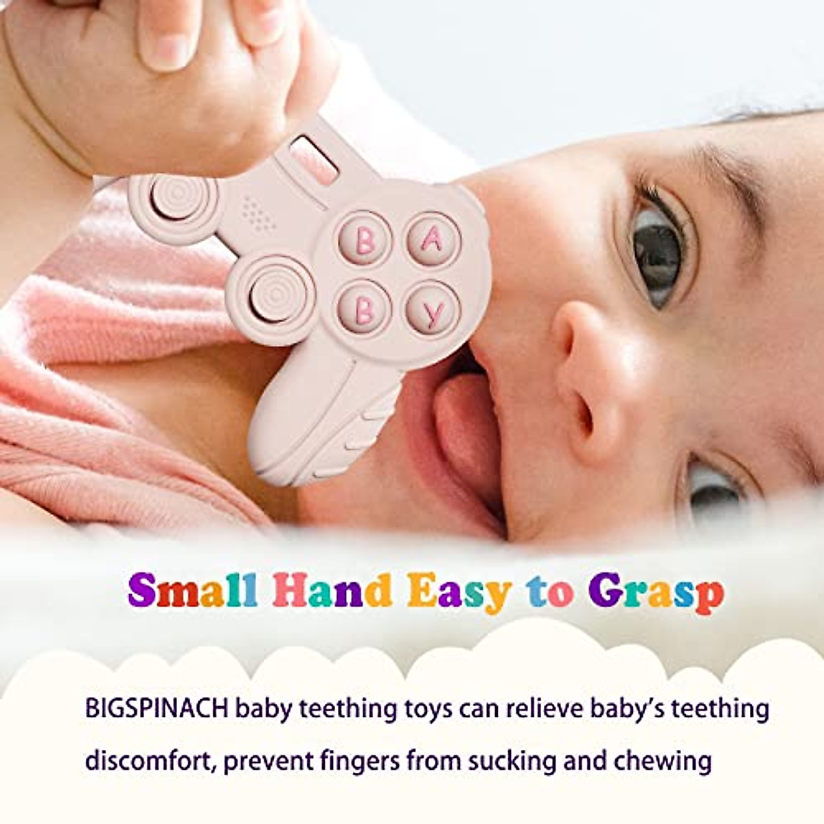 Baby Video Game Controller Teether Toy Funny Baby Teething Toys for Babies Gamer Controller（White