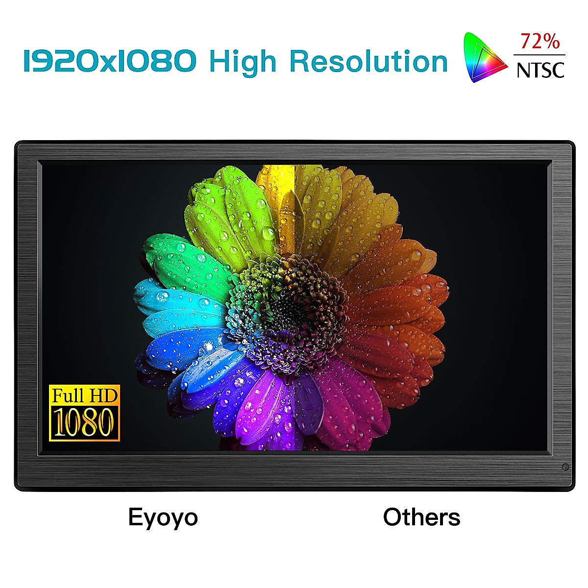 Eyoyo 13.3 inch IPS HDMI Monitor 1920x1080 16: 9 LCD Display Screen Support HDMI VGA Intput for PC Laptop Computer Home Security CCTV System with Loudspeakers