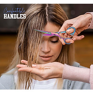 Hair Cutting Scissors, Barber Scissors-Elite Unity 6.5 inch Professional Hair Scissors-Razor Edge Sharp Scissors for Barber Kit, Haircut, Trimming, Men/Women.For Home and Salon Use. (Rainbow)