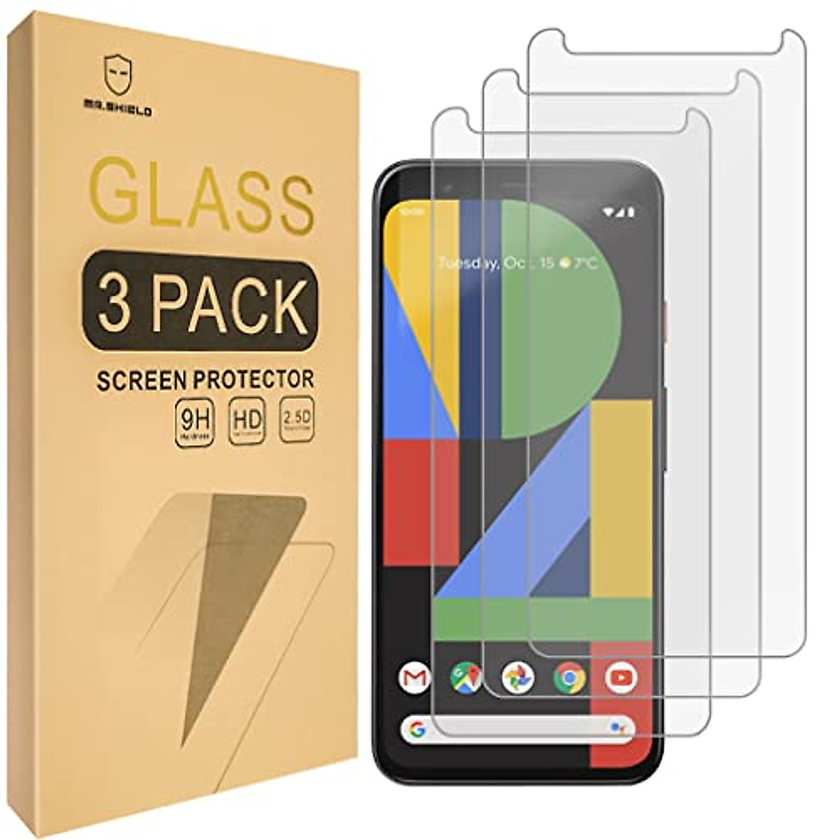 Mr.Shield [3-Pack] Designed For Google (Pixel 4 XL) [Tempered Glass] Screen Protector [Japan Glass with 9H Hardness] with Lifetime Replacement