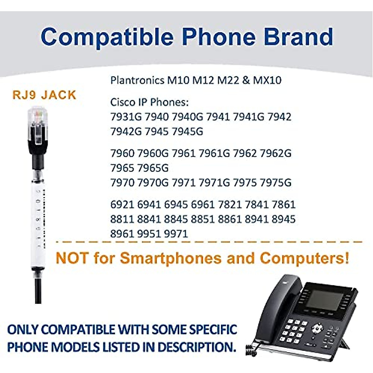 Arama Cisco Phone Headset with Noise Canceling Microphone Mute Switch Telephone Headset Compatible with Cisco IP Phones: 6941, 7841, 7861, 7941, 7942, 7945, 7960, 7961, 7962, 7965, 8811, 8841, 8845