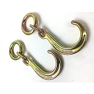 (2) 8" Inch J Hook Grade G70 Tow Axle Strap Wrecker Roll back Clevis - 5,400 WLL