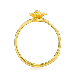 CHOW SANG SANG 999.9 24K Gold Price-by-Weight 3.36g Gold Floral Ring for Women and Wedding Occasion 48949R | Size: Adjustable