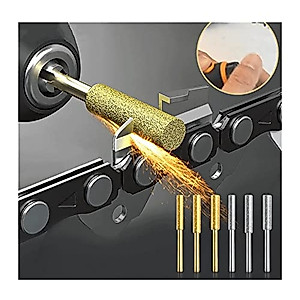 3/4/5/6pcs Diamond Coated Cylindrical Burr 4/4.8/5.5mm Chainsaw Sharpener Stone File Chain Saw Sharpening Carving Grinding Tools (Color : Gold 3pcs Set 3, Size : /)