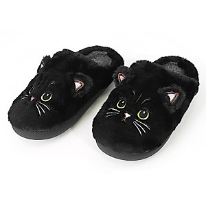 Rungion Cute Cat Sheep House Slippers for Women Men Fluffy Plush Slippers Cozy Soft Memory Foam Indoor Shoes Non-slip Winter