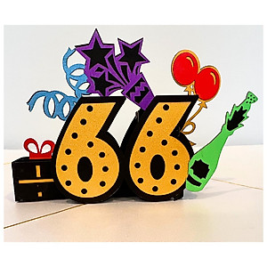 ALPHAK Happy 66th Birthday 3D Pop Up Card, Birthday 3D Greeting Card, 66th Birthday Gifts