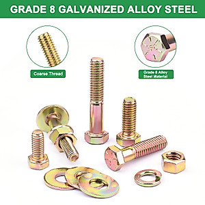 FOLIV 566Pcs Heavy Duty Bolts and Nuts Assortment Kit, Grade 8 Hex Screws Bolts Nuts Kit, 1/4-20 5/16-18 3/8-16, 15 Common Sizes Included