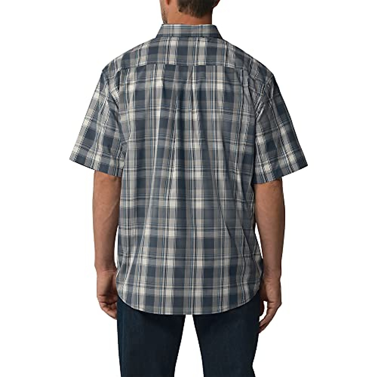 Dickies Men's Short Sleeve Woven Shirt, Airforce Blue HIGH Plains Plaid