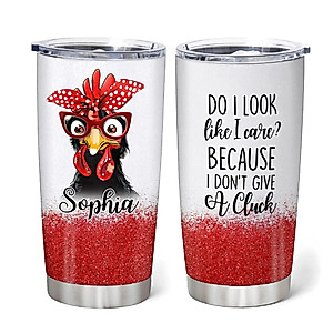 Hyturtle Personalized Funny Sarcastic Chicken Gifts for Chicken Lover Farmer Animal Lover Men Women Friend - Birthday Christmas - Funny Rooster Chicken Custom Name 20oz Stainless Steel Tumbler