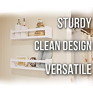 Nursery Book Shelves Set of 2, Wall Bookshelf for Kids Room, Painted Solid Wood Floating Bookshelves for Wall Nursery, Baby Bookshelf for Nursery, Nursery Shelves for Wall, Shelves for Nursery Decor