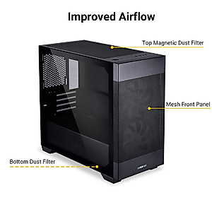 LIAN LI High Airflow Micro ATX PC Case, RGB Gaming Computer Case, Mesh Front Panel Mid-Tower Chassis with 2x140mm ARGB PWM Fans Pre-Installed, Tempered Glass Side Panel (LANCOOL 205M MESH, Black)