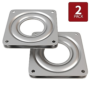 Lazy Susan Rotating Turntable Bearing Hardware 2.8-Inch Square Ball Bearing Swivel Plates Heavy-Duty Steel 200-lb Load Capacity, 5/16-Inch Thick, 2-Pack