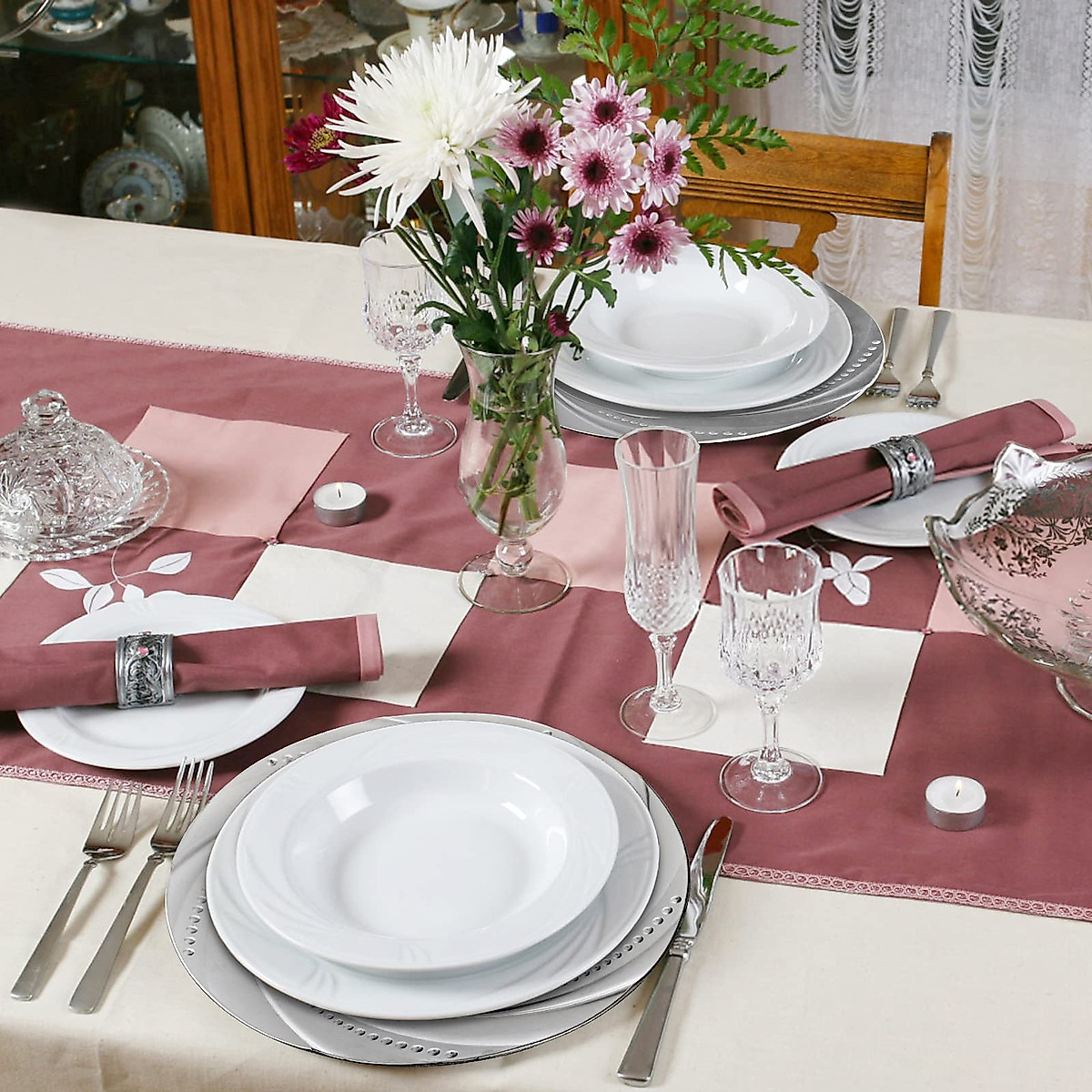 ZENFUN 12 Pack 13 inch Silver Charger Plates, Plastic Plate Chargers for Dinner Plates, Flower Spiral Dinner Chargers, Decorative Plates for Table Setting, Wedding, Parties, Banquets