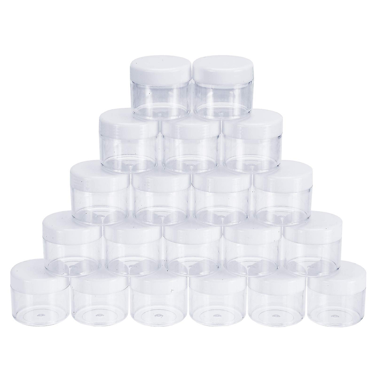 Bekith 60 Pack 0.7oz / 20 ml Round Plastic Pot Jars, Empty Sample Makeup Cosmetic Containers with Lids for Creams, Eye Shadow, Powder, Jewelry