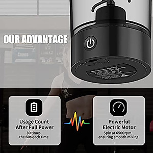 Electric Protein Shaker Bottle USB C Rechargeable Electric Blender Bottles for Protein Mixes with BPA Free, Vortex Portable Mixer Cup Made with Tritan 28 OZ 6500rpm Powerful Black