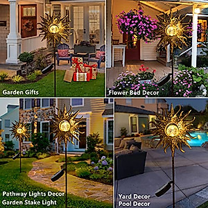 TAKE ME Sun Solar Lights Garden Outdoor Waterproof Metal Decorative Stakes for Patio Yard Walkway LawnPatio Valentine's Day Gifts Mother's Day Gifts